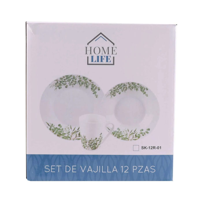 Vajilla de Porcelana Home Life 12 PZ SK-12R | GRAN HOGAR
